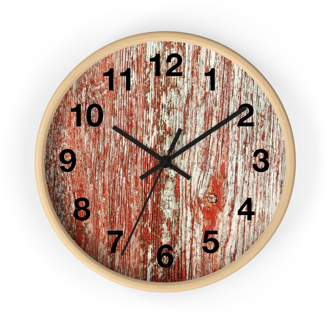 Barn Red Wall Clock, Barn Clock, Farmhouse Decor, Country Clock, Rustic ...