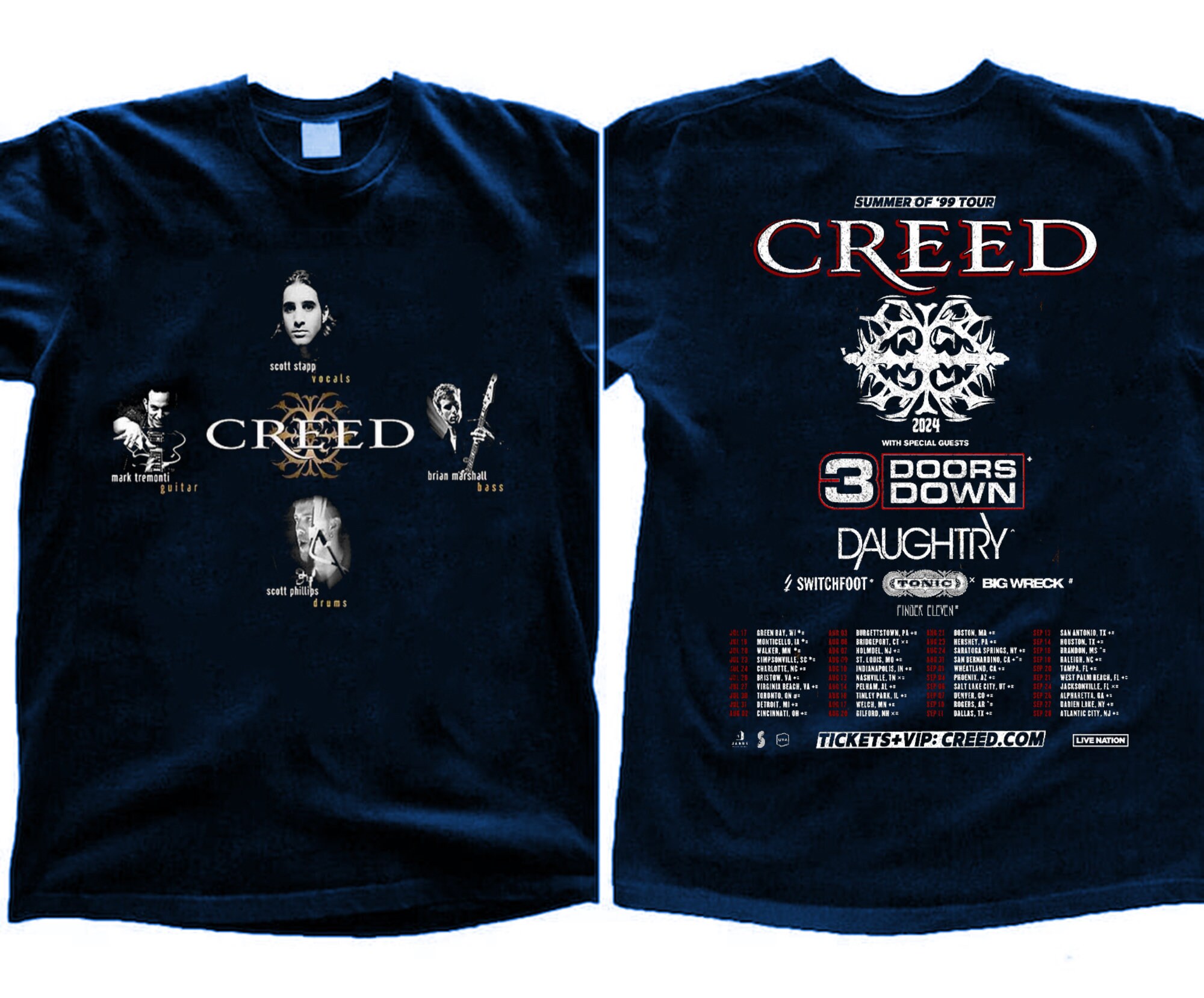 Creed 2024 Tour Summer of 99 Tour Shirt, Creed Band Fan Shirt sold by ...