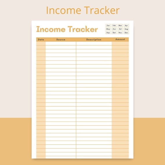 Digital Printable Income Tracker | Etsy