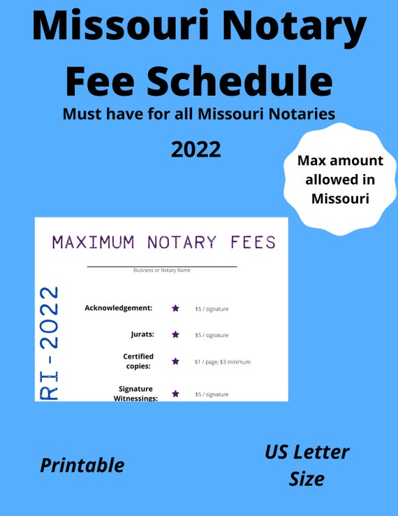 Printable Missouri Notary Fee Schedule | Etsy