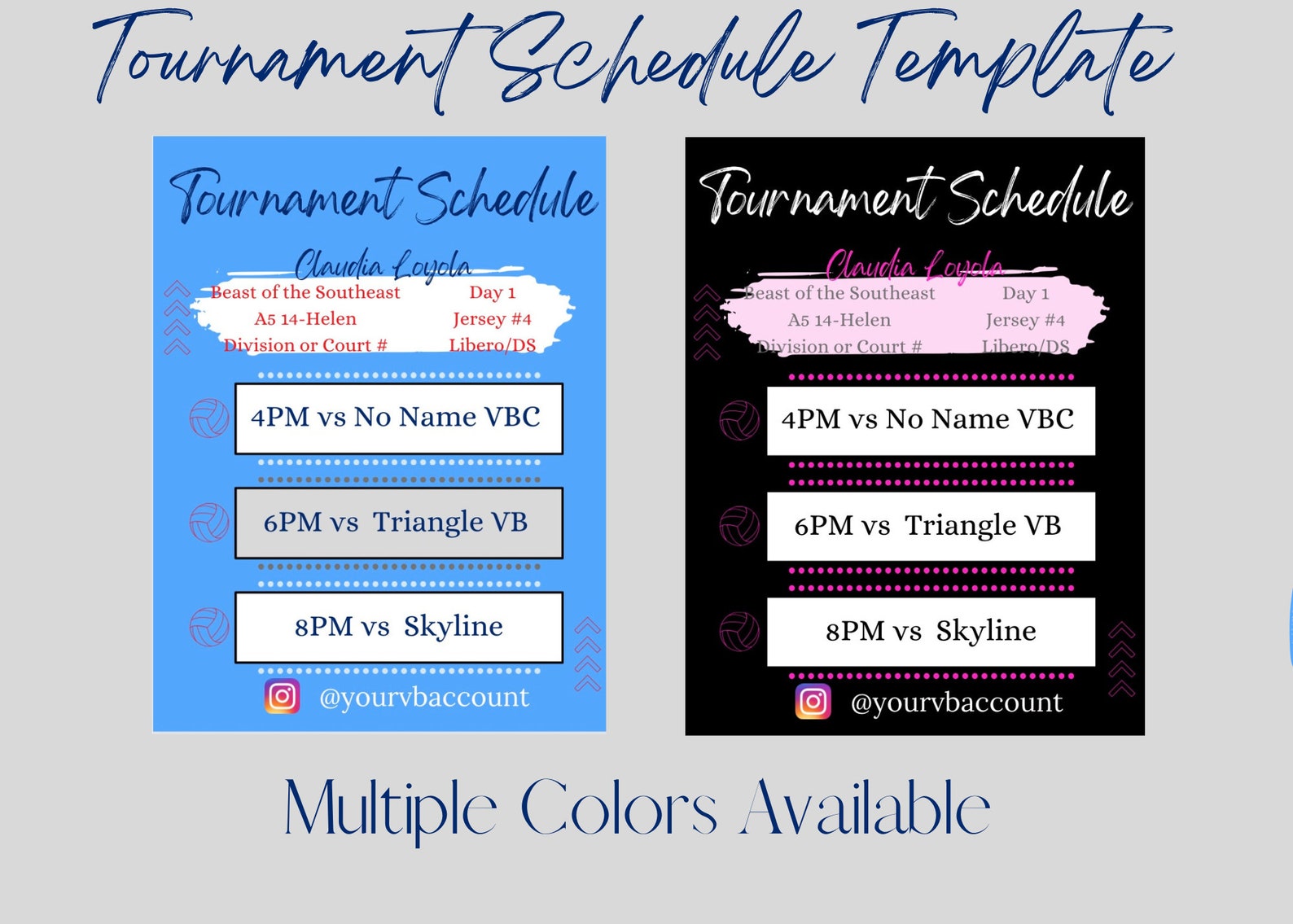 Volleyball Tournament Schedule Template for Recruiting - Etsy