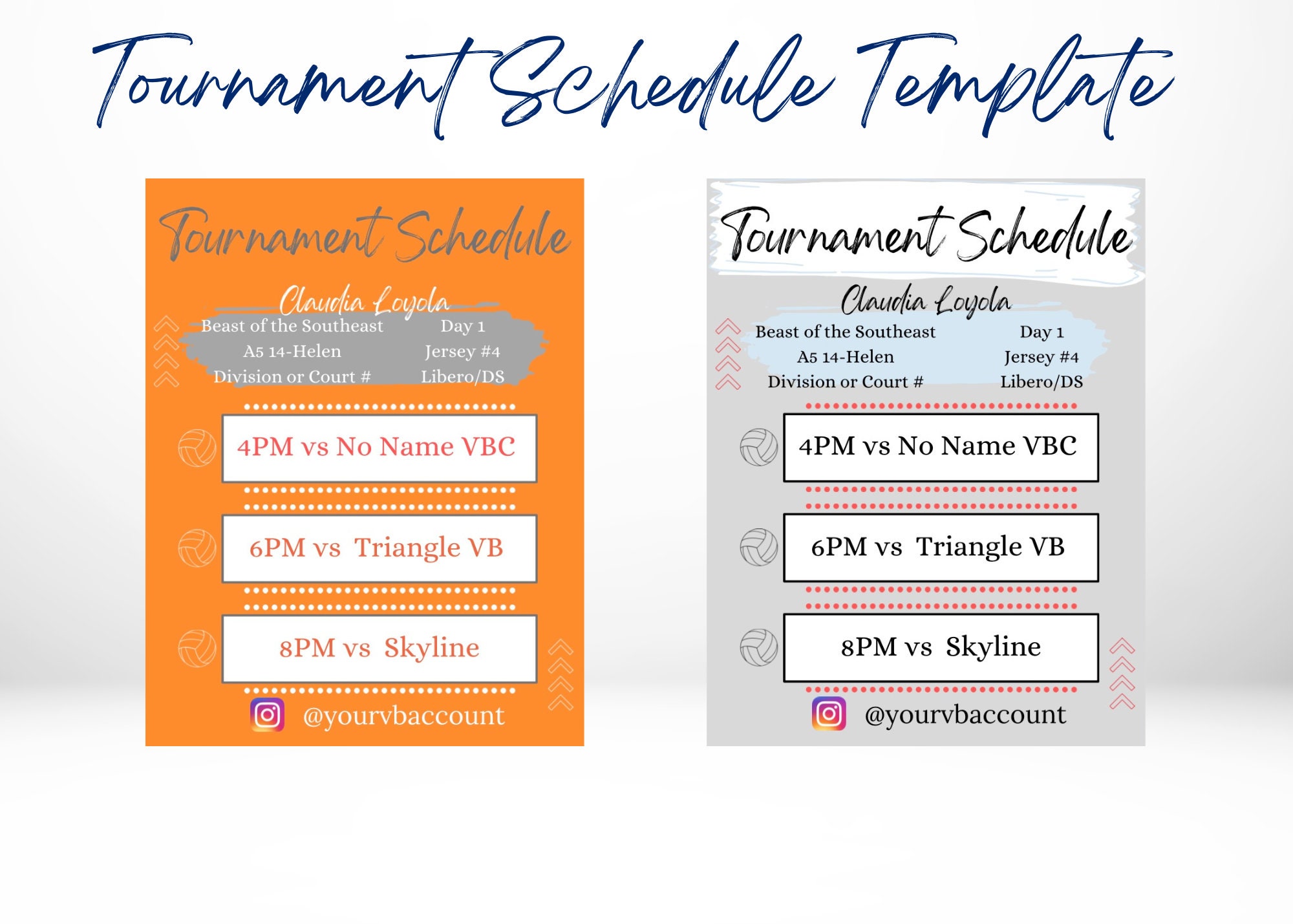 Volleyball Tournament Schedule Template for Recruiting - Etsy