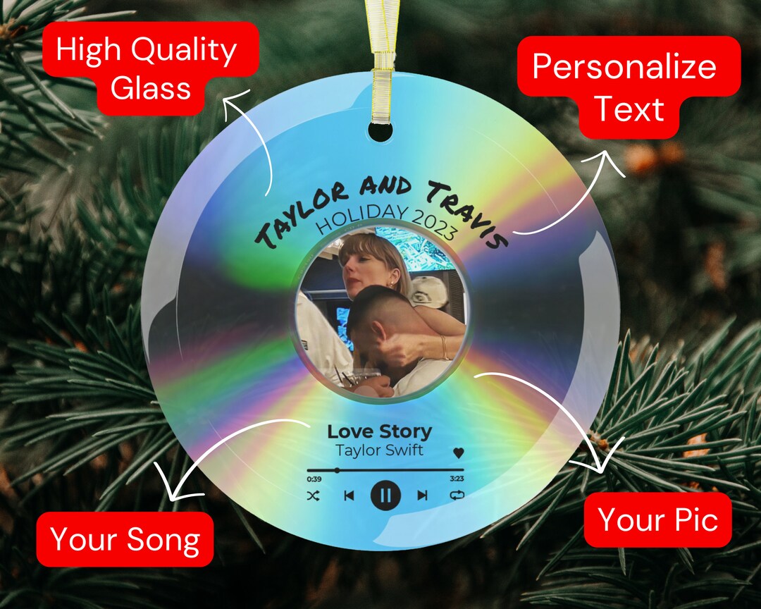 Retro CD CUSTOMIZED Photo PERSONALIZED Song Glass Ornament Music Player ...