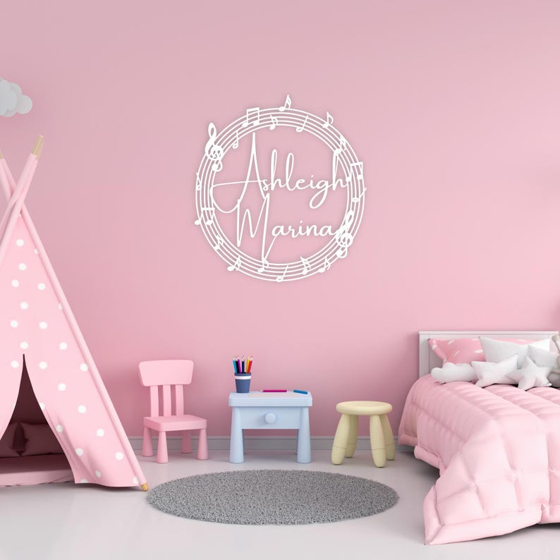 Letrero con nombre y notas musicales personalizado / Arte de pared ...