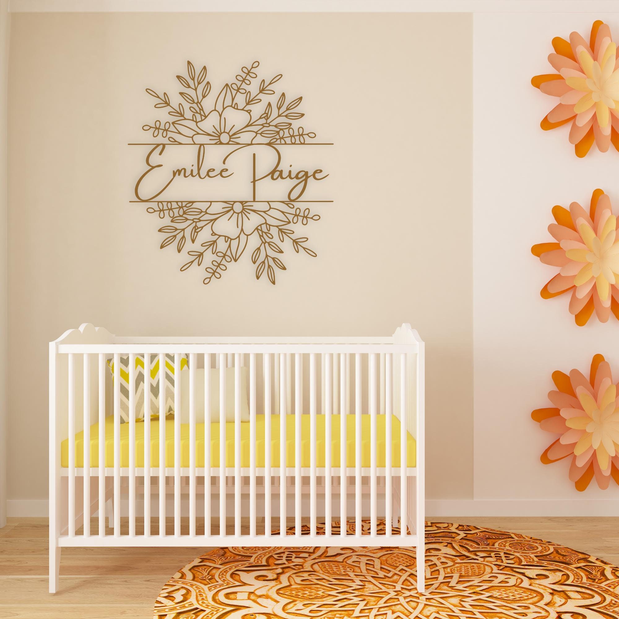 CUSTOM Baby Name Sign Floral Boho Metal Die Cut Sign | Nursery Wall Art ...