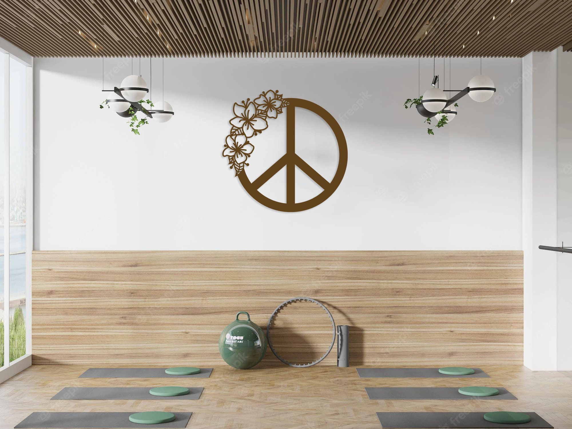 Boho Floral Peace Sign Die Cut Steel Metal Wall Art Sign Decor, 5 ...