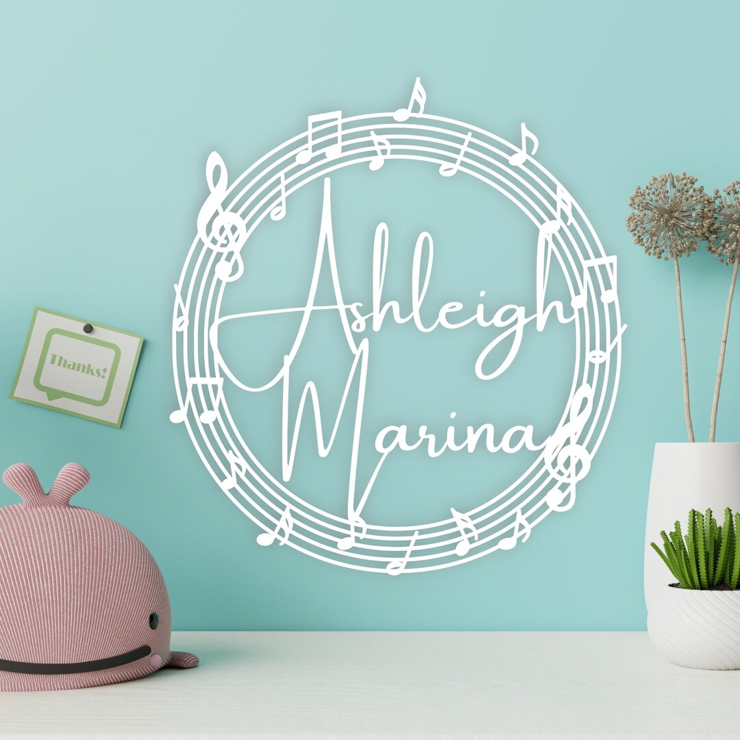 CUSTOM Music Notes Name Sign | Metal Die Cut Wall Art | Music Decor ...