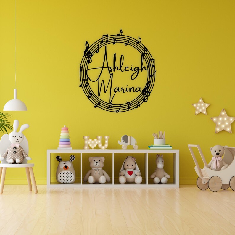 Letrero con nombre y notas musicales personalizado / Arte de pared ...