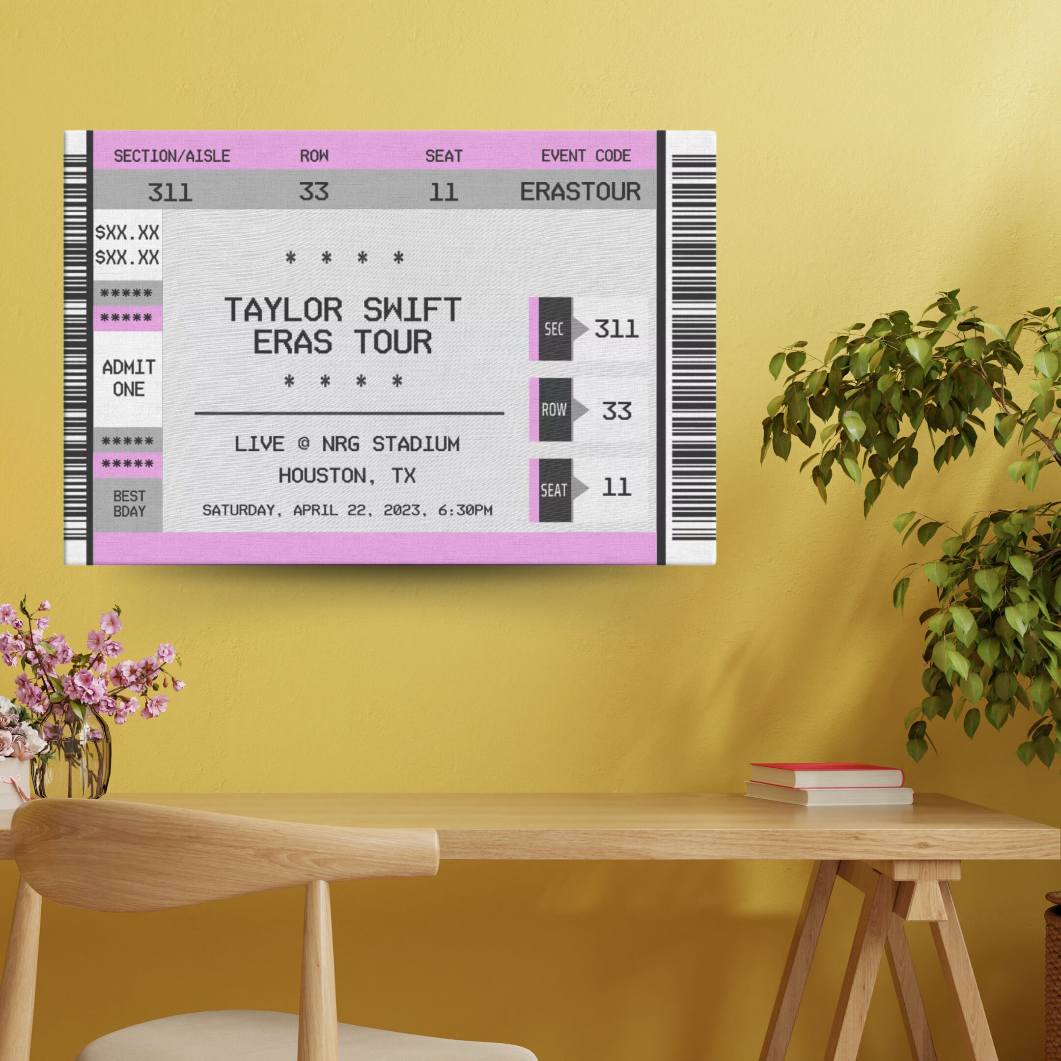 PERSONALIZED Concert Ticket Stub Wall Art Canvas | Music Lover Gift ...