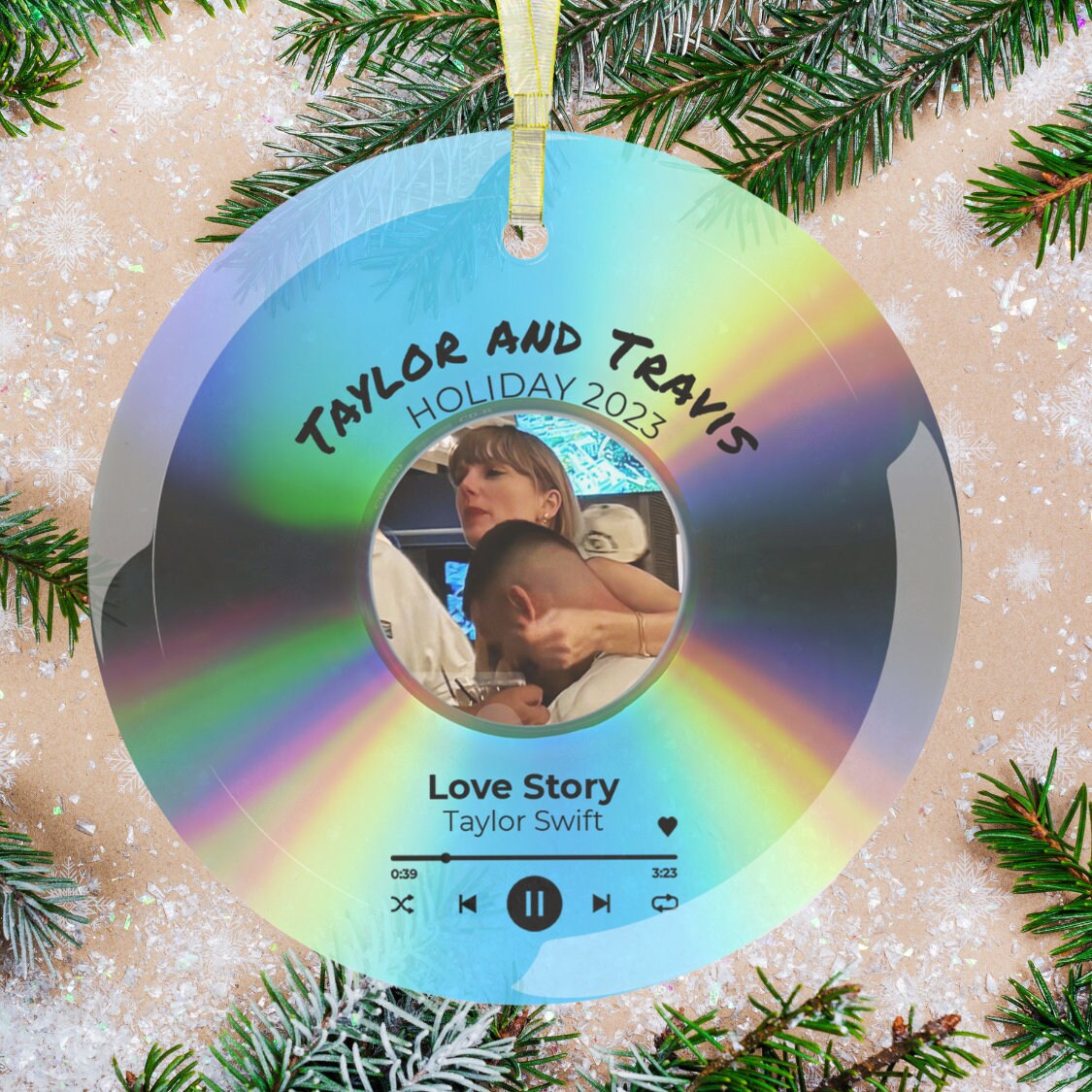 Retro CD CUSTOMIZED Photo PERSONALIZED Song Glass Ornament Music Player ...