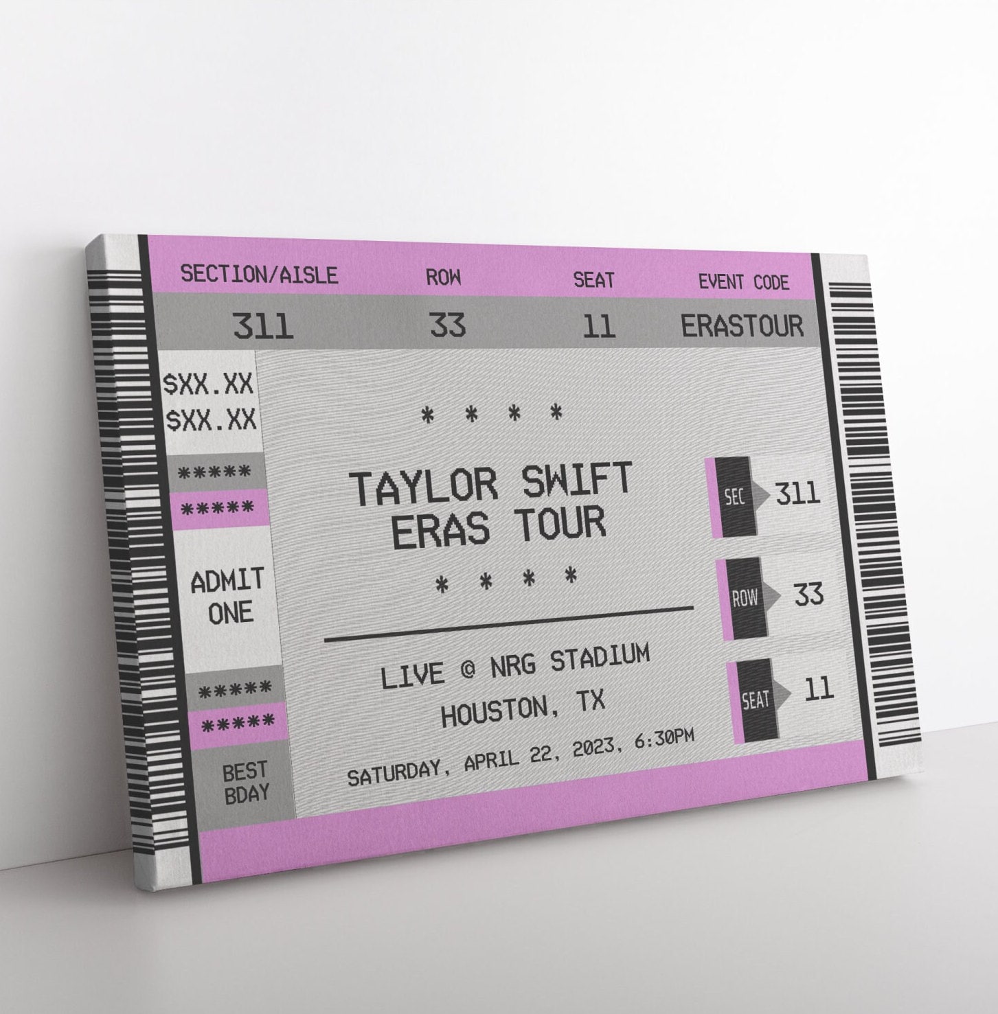 PERSONALIZED Concert Ticket Stub Wall Art Canvas | Music Lover Gift ...