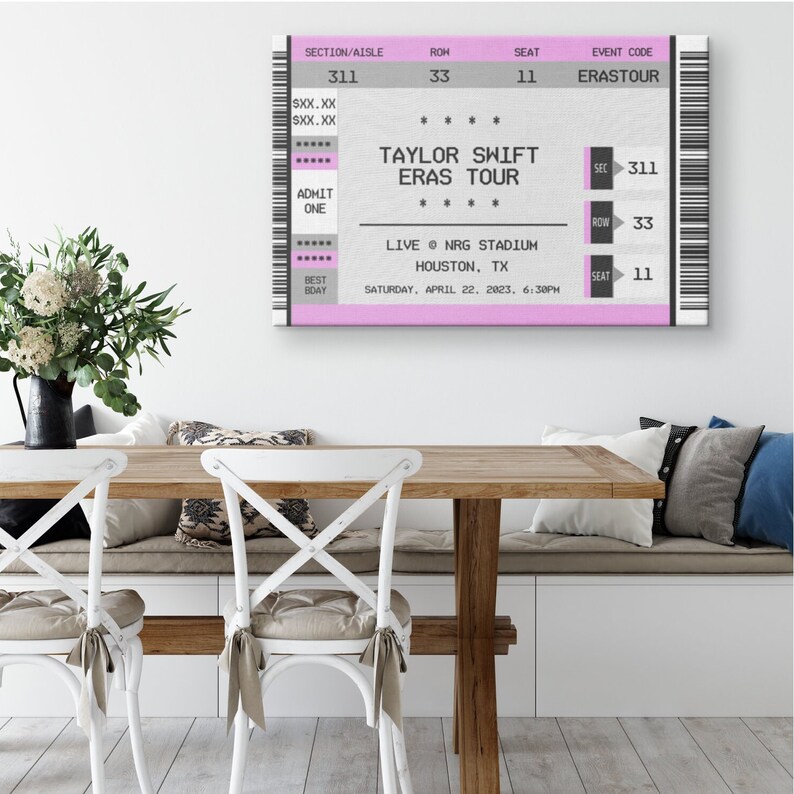PERSONALIZED Concert Ticket Stub Wall Art Canvas | Music Lover Gift ...
