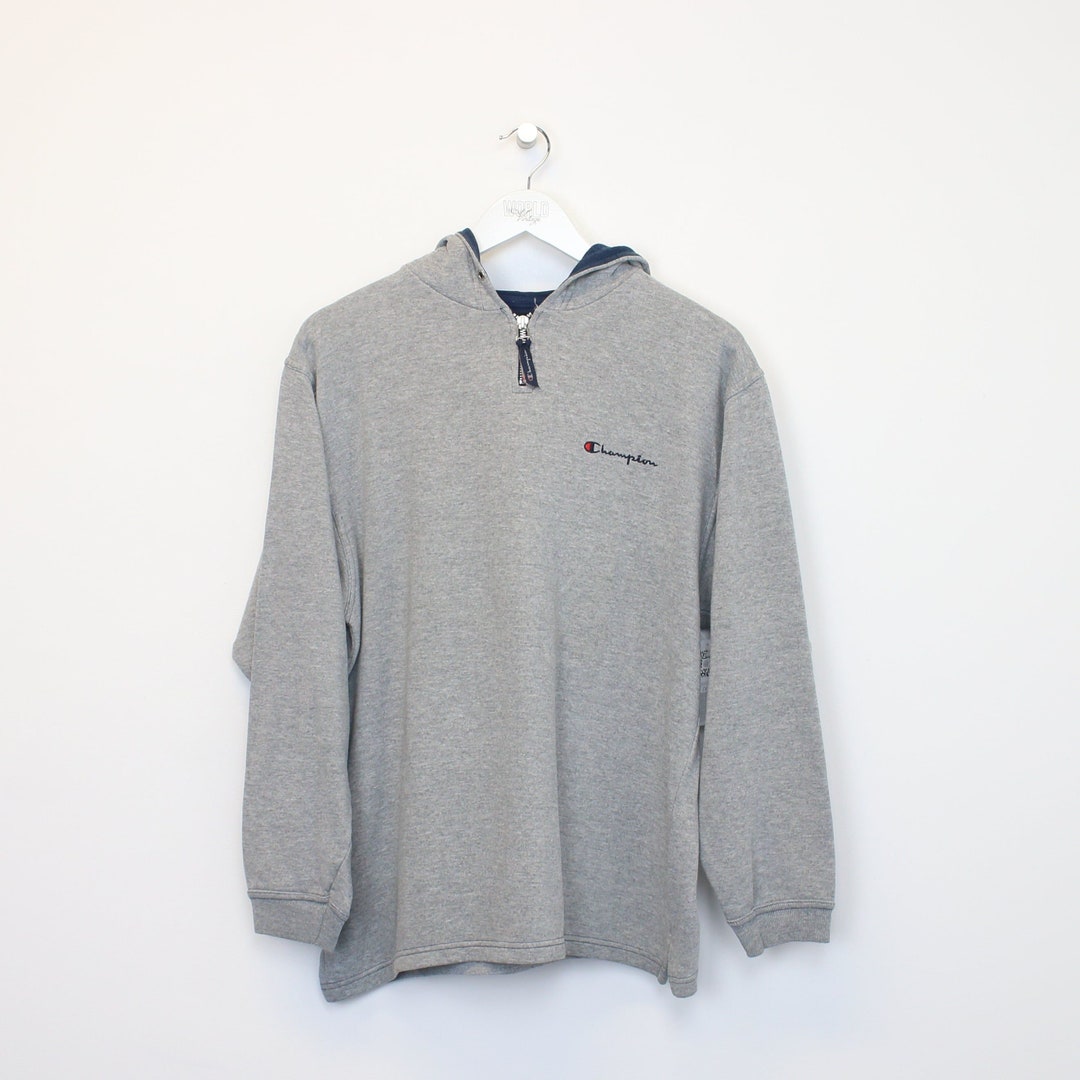 Vintage Champion Quarter Zip Hoodie in Grey. Best Fits S - Etsy