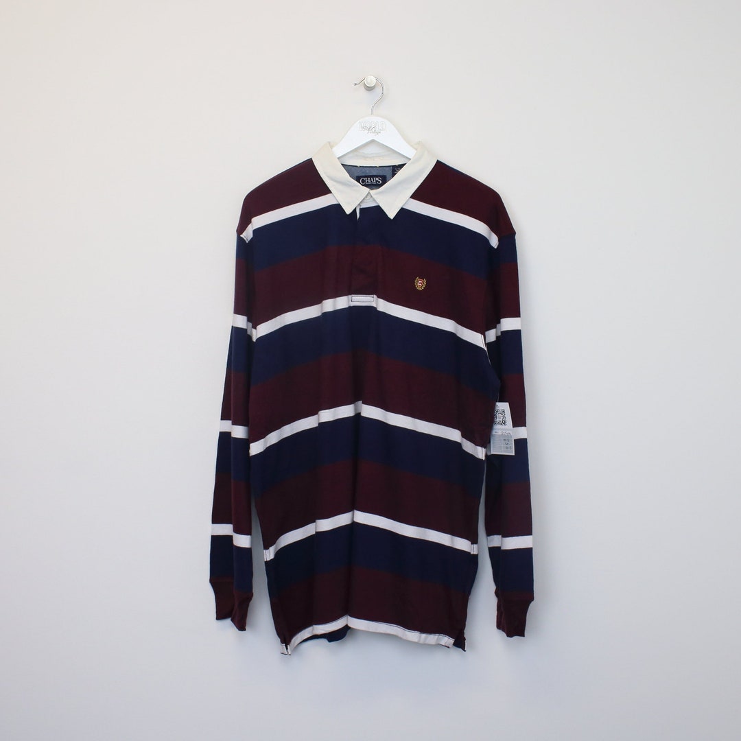 Vintage Chaps Rugby Shirt in Navy White and Burgundy. Best - Etsy