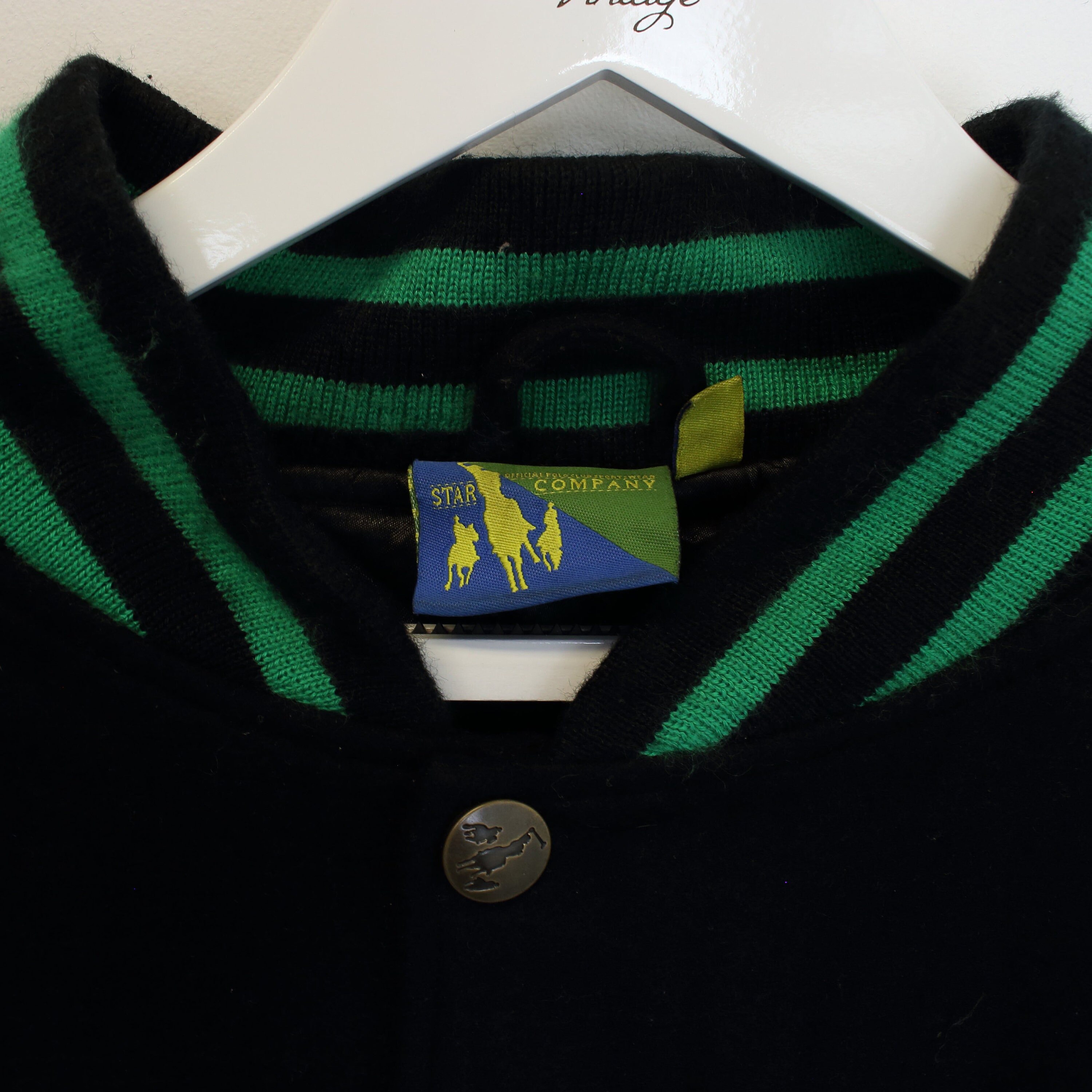 Vintage Star Company Varsity Jacket in Black and Green. Best - Etsy