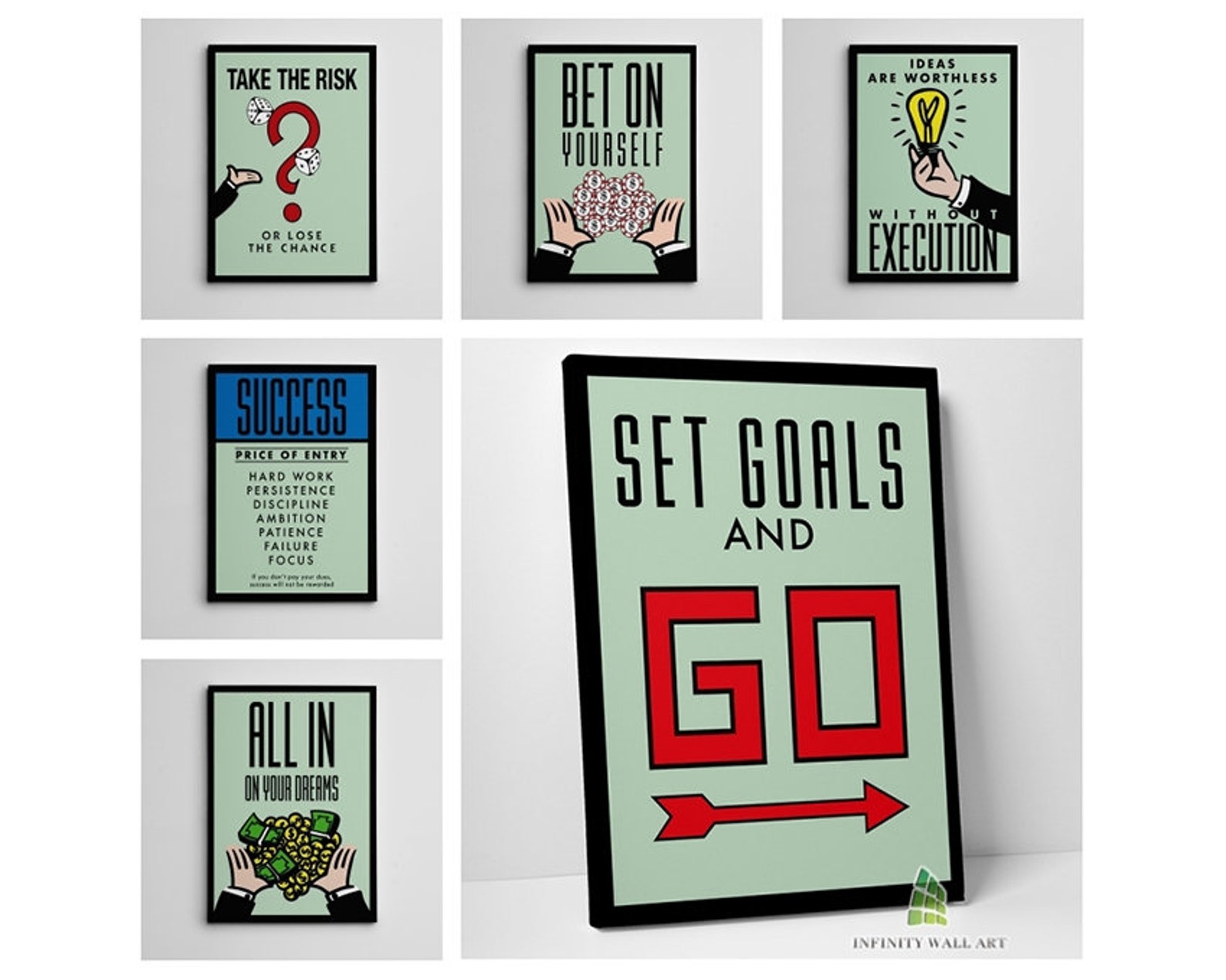 Monopoly Motivational Inspirational Quote Canvas Art Wall Art Print ...