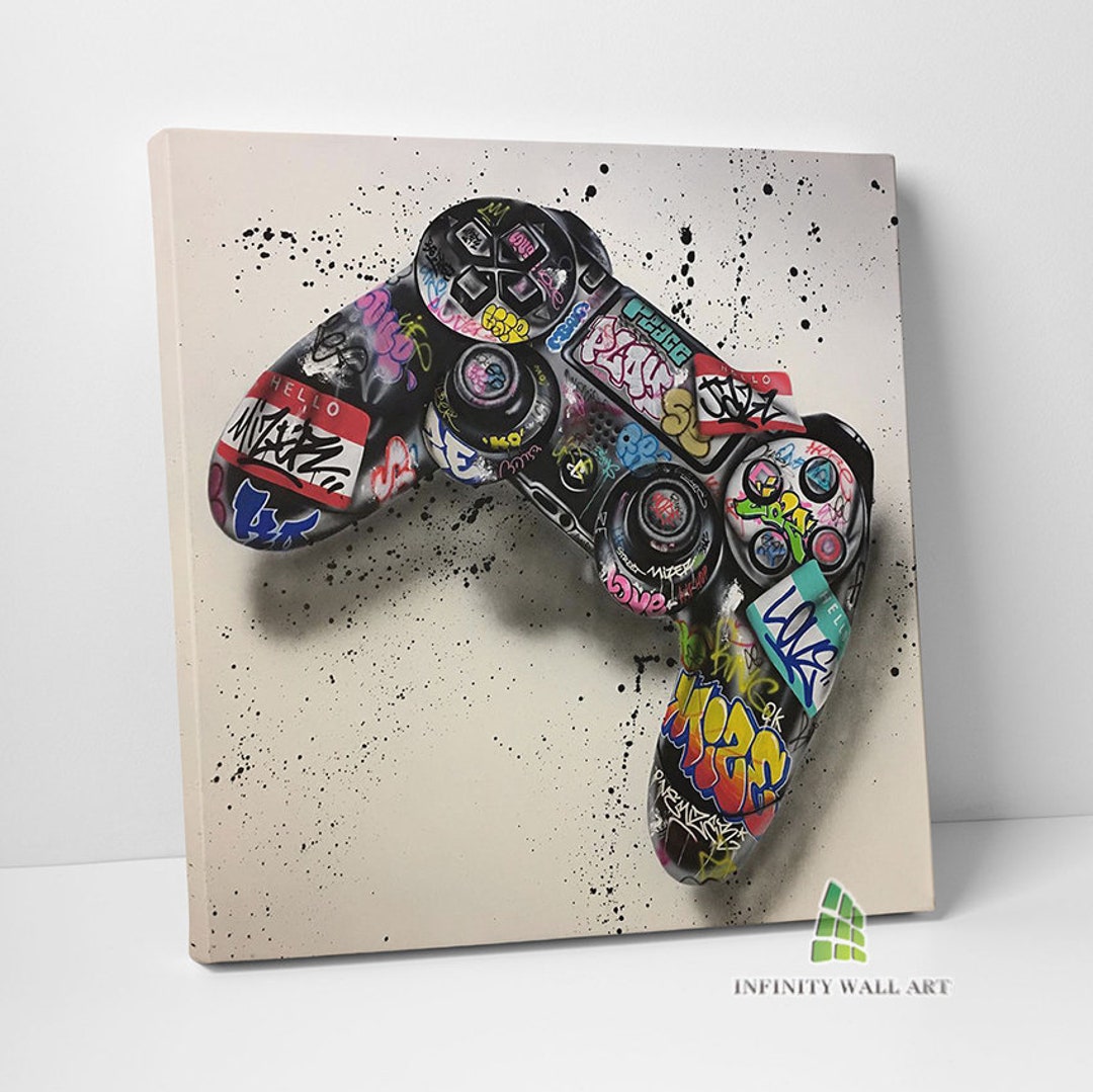 Graffiti PSP Controller Canvas Art Wall Art Print Picture Banksy Style ...