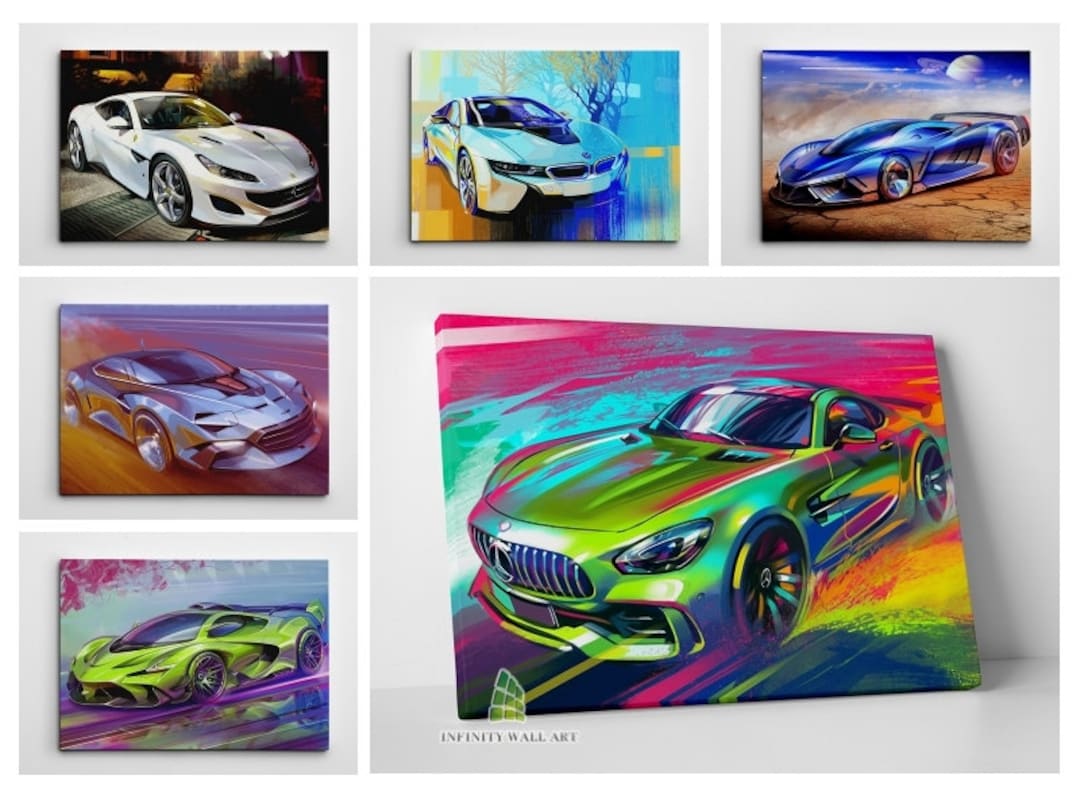 Colourful Super Sports Car Canvas Art Wall Art Print Race Car Picture ...