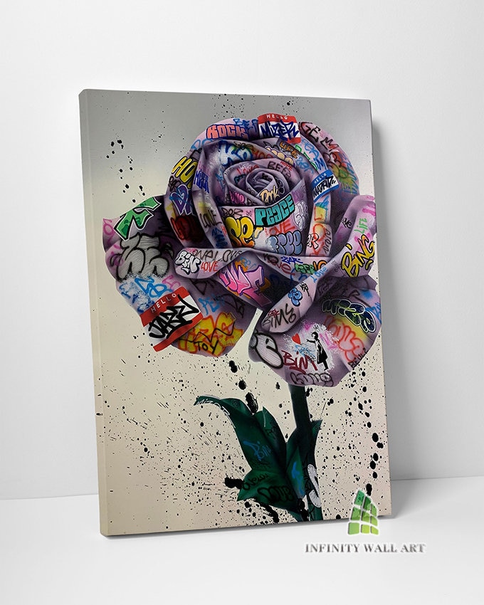 Graffiti Rainbow Love Rose Canvas Art Wall Art Fashion Print - Etsy UK