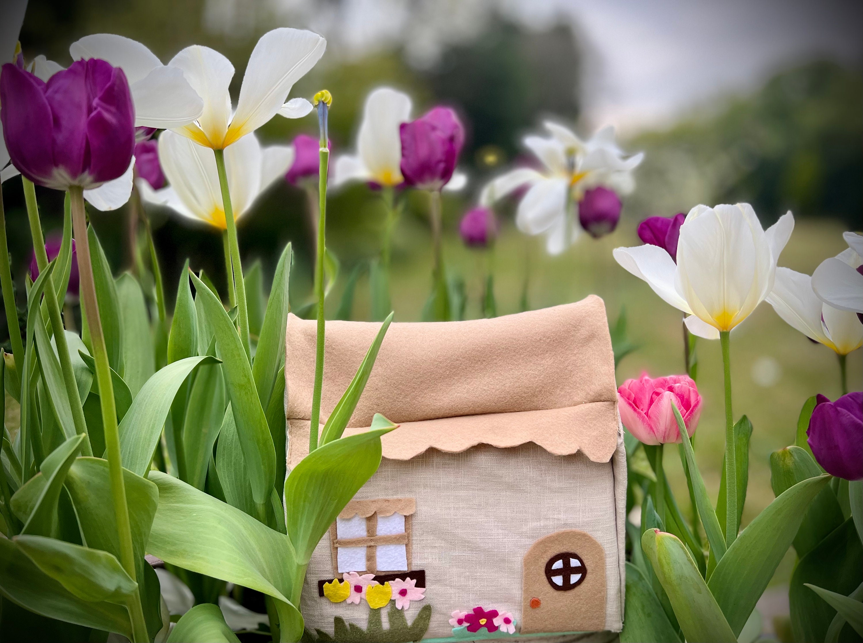 Toy Sewing Pattern Soft Toy House Doll House With Pop up Flower Garden ...