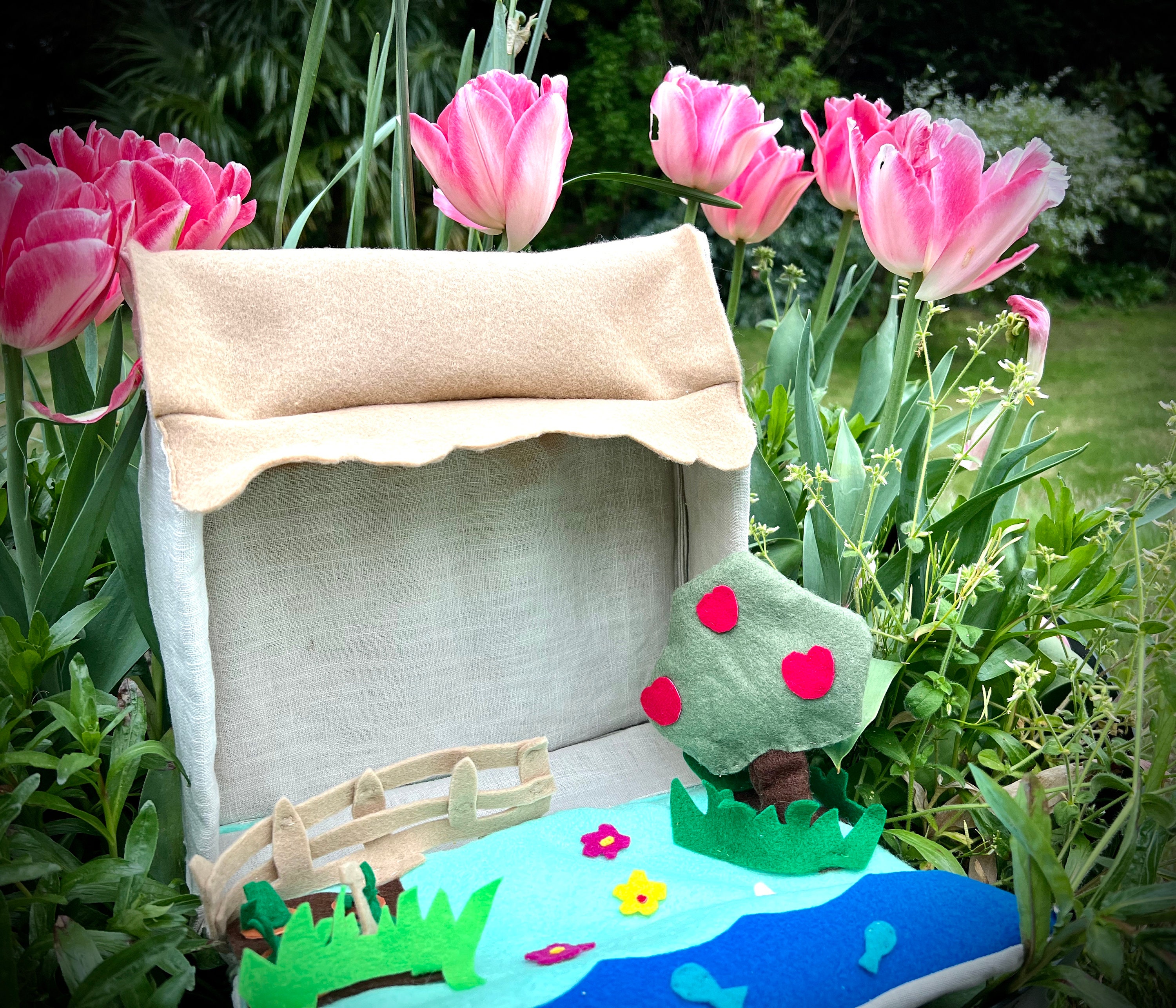 Toy Sewing Pattern Soft Toy House Doll House With Pop up Flower Garden ...