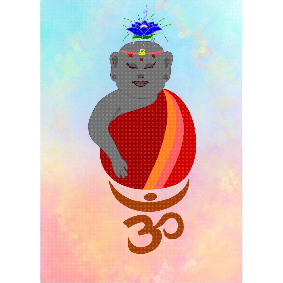 Digital Drawing Buddha Colored Background to Print - Etsy