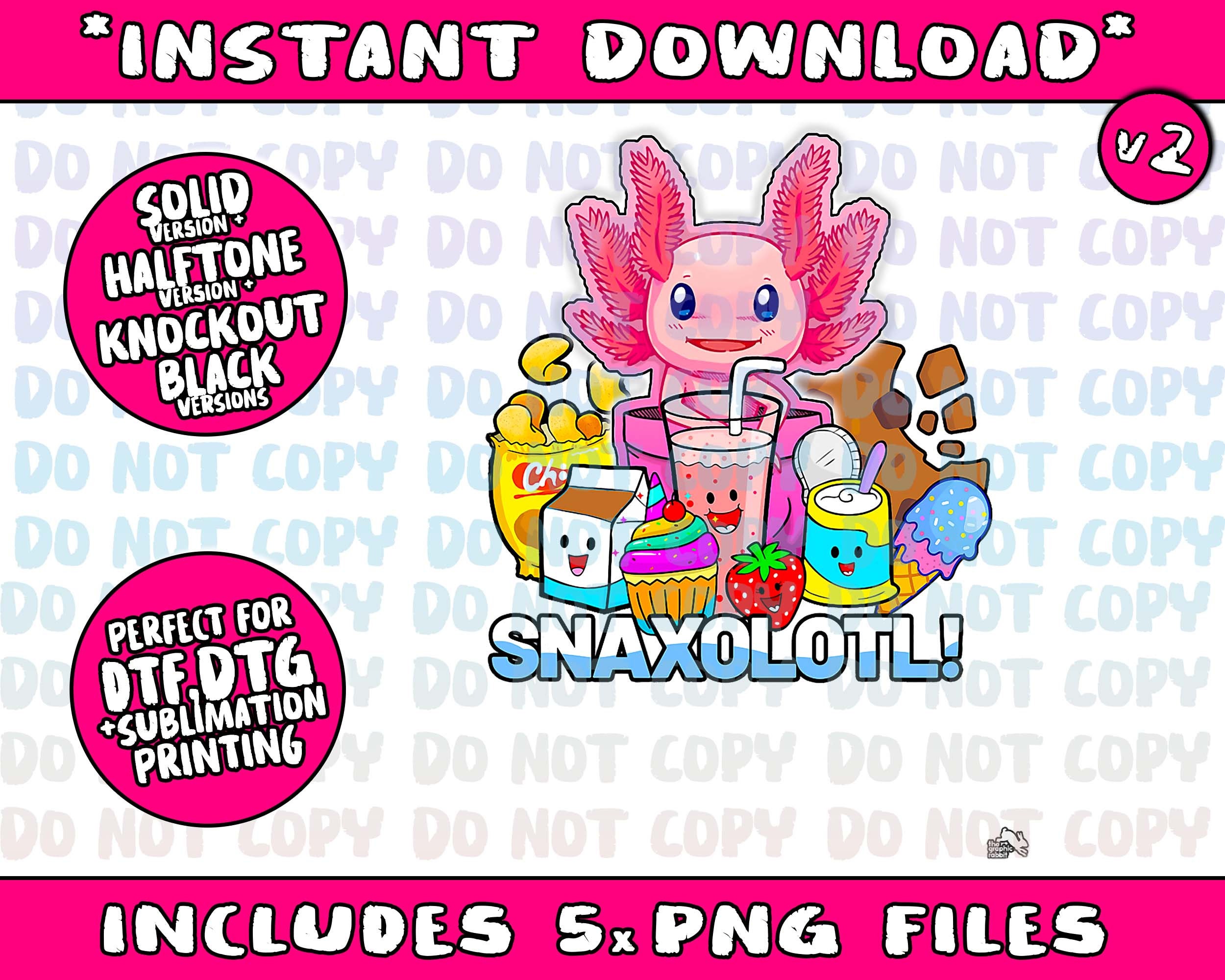 Pet Axolotl Snaxolotl Cute Snacks Funny Kawaii Png Bundle - Etsy