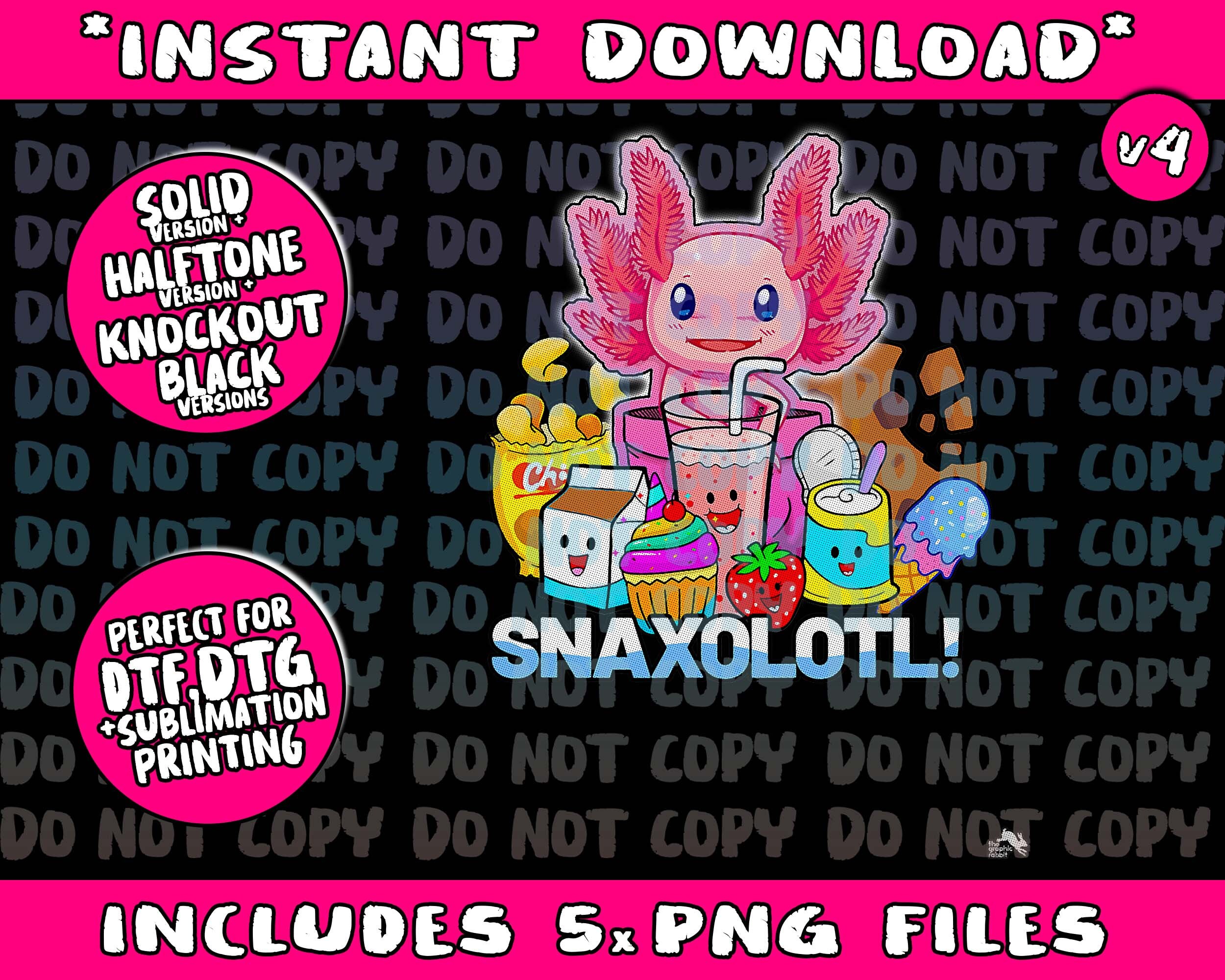 Pet Axolotl Snaxolotl Cute Snacks Funny Kawaii Png Bundle - Etsy