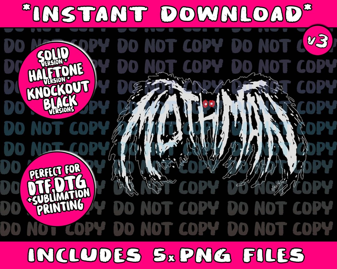MOTHMAN Cryptid Logo on Black Png Bundle, Trending Png, Popular ...
