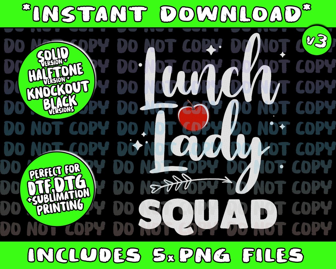 Cute Lunch Lady Art Women Girl Lunch Cafeteria Monitor Lover Png Bundle ...