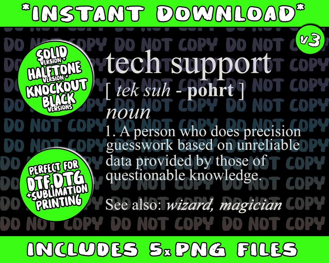 Tech Support Definition Funny Cute Computer Nerd Gift Png - Etsy