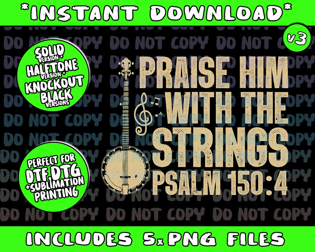 Cool Banjo Bluegrass Music Art for Men Women Worship Leader Png Bundle ...