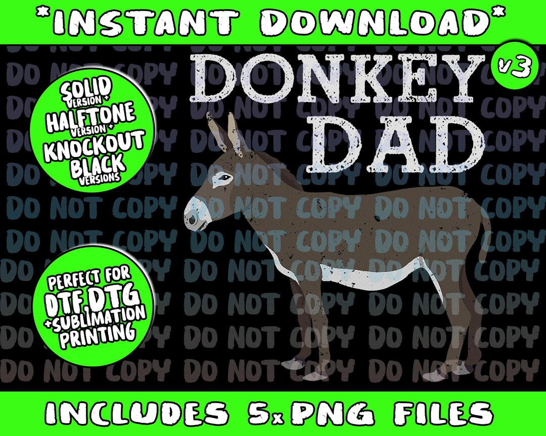 Funny Donkey Art for Dad Men Donkey Lover Mule Farm Animal Png Bundle ...