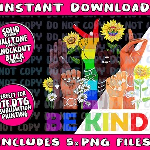 Be Kind Sign Language Hand Talking LGBTQ Gay Les Pride ASL Png Bundle ...