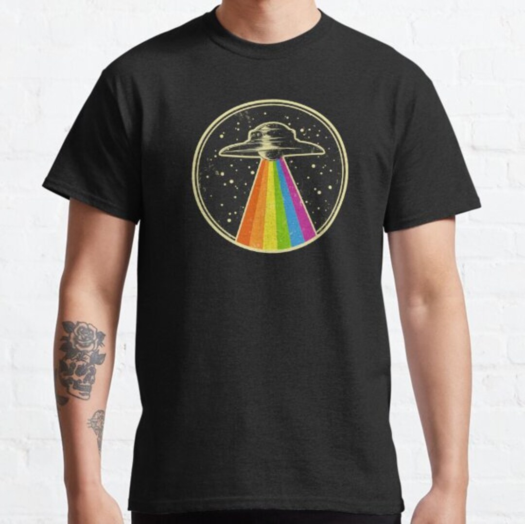 Queer Ufo Rainbow Ufo Alien Abduction Queer Lgbt Gay Pride Classic T