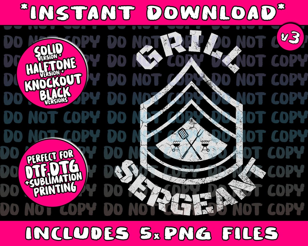 GRILL SERGEANT Shirt Grilling BBQ Dad Father's Day Gift Png Bundle ...