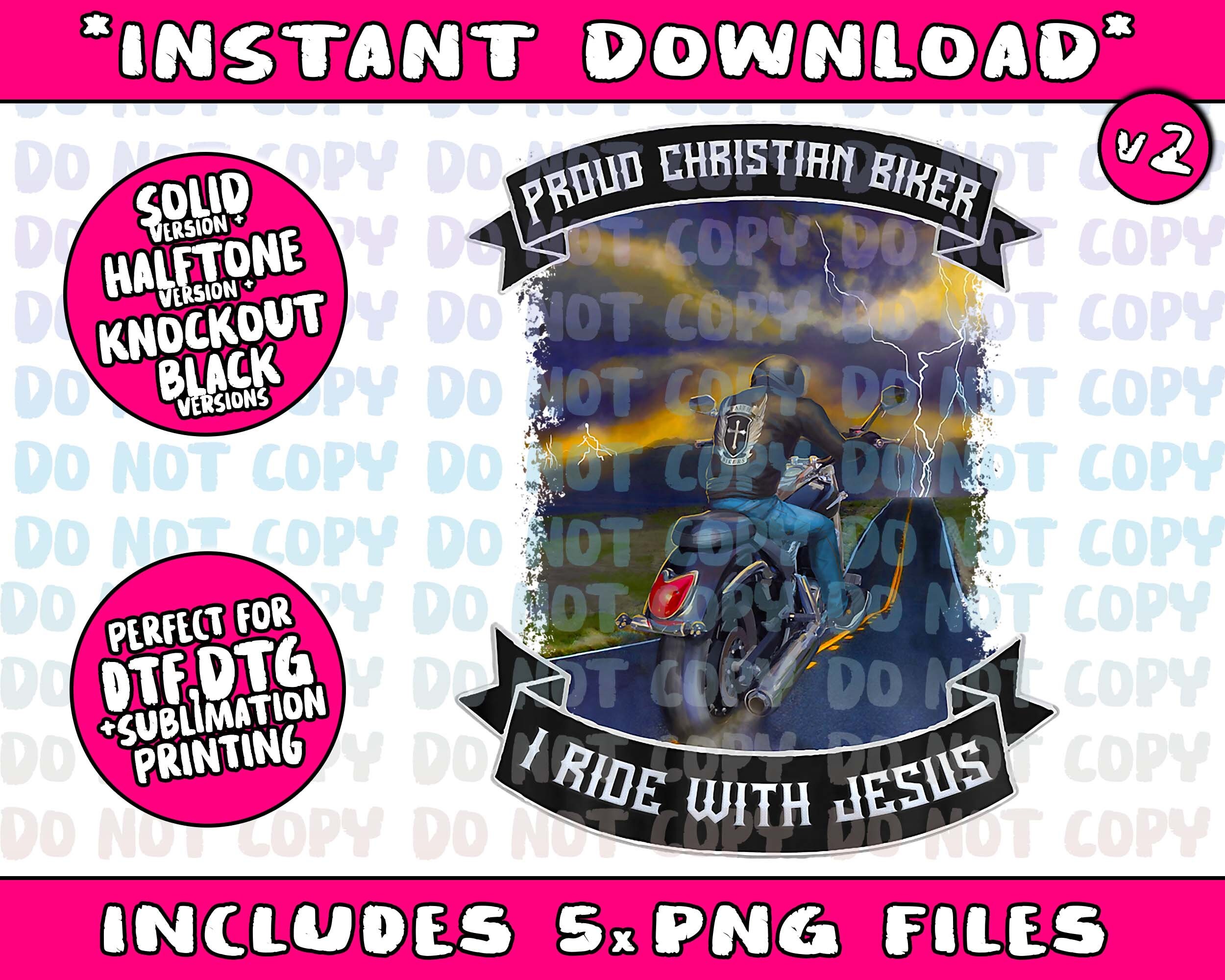 Christian Biker Gift Idea I Ride With Jesus Motorcycle Art Png - Etsy