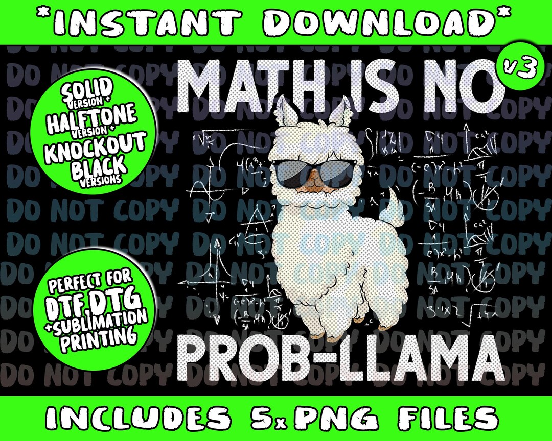 Funny Math Nerd Geek Llama Animal Alpaca Mathematician Math Png Bundle ...