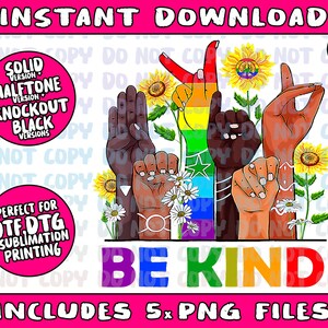 Be Kind Sign Language Hand Talking LGBTQ Gay Les Pride ASL Png Bundle ...