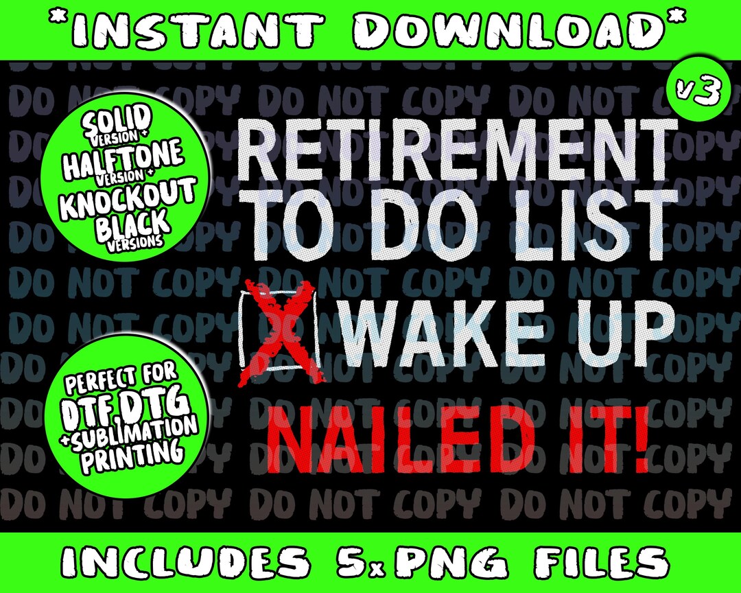 Cool Retirement Art for Men Women Retired to Do List Retiree Png Bundle ...