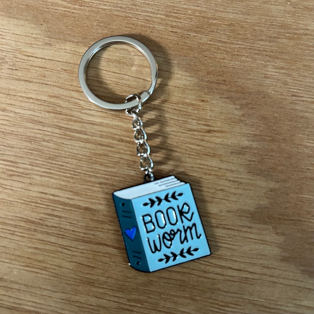 Bookworm Bag Charm Keychain Key Chain Accessory Book Novel Reader Read ...