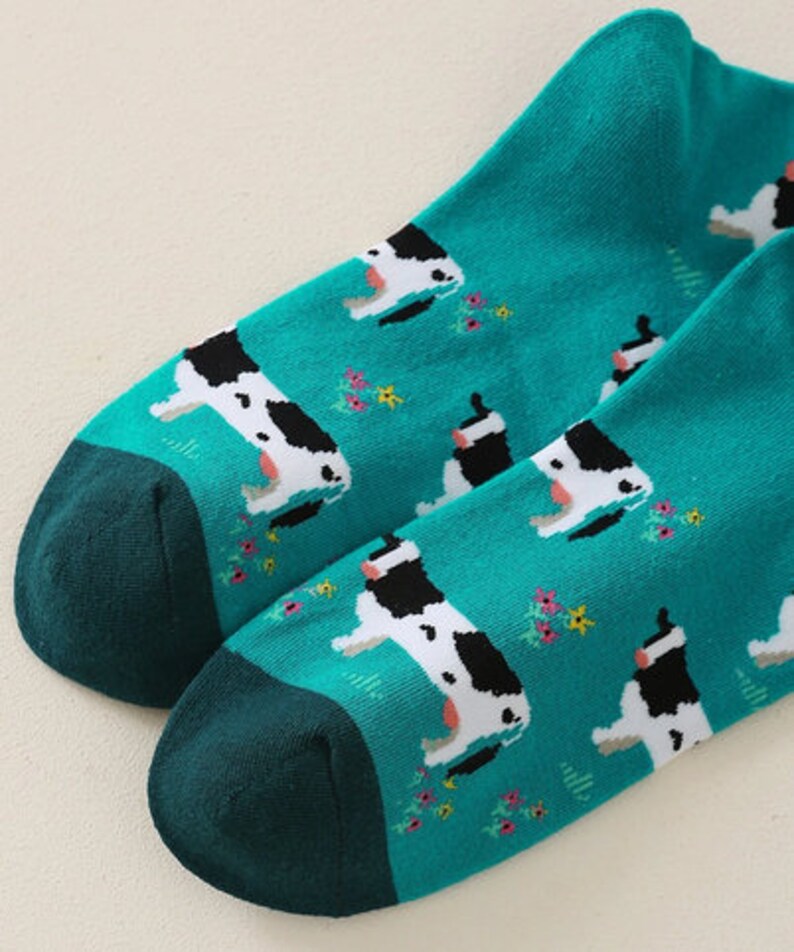 One Size Crew Cow Print Animal Design Pair of Socks - Etsy