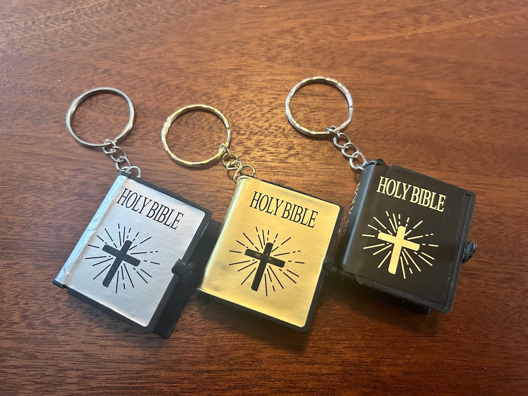 Holy Bible Keychain Bag Charm Actual Printed Christian Bible Pages Key ...