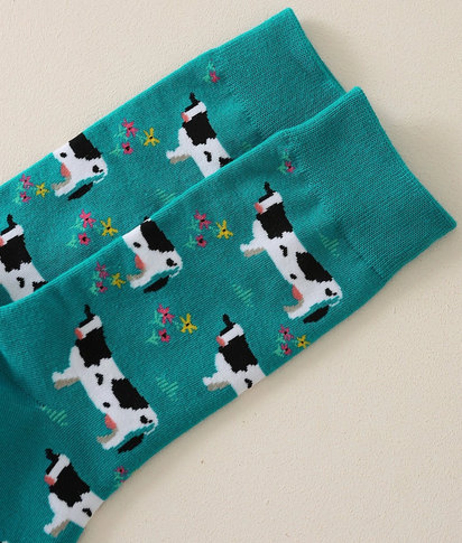 One Size Crew Cow Print Animal Design Pair of Socks - Etsy