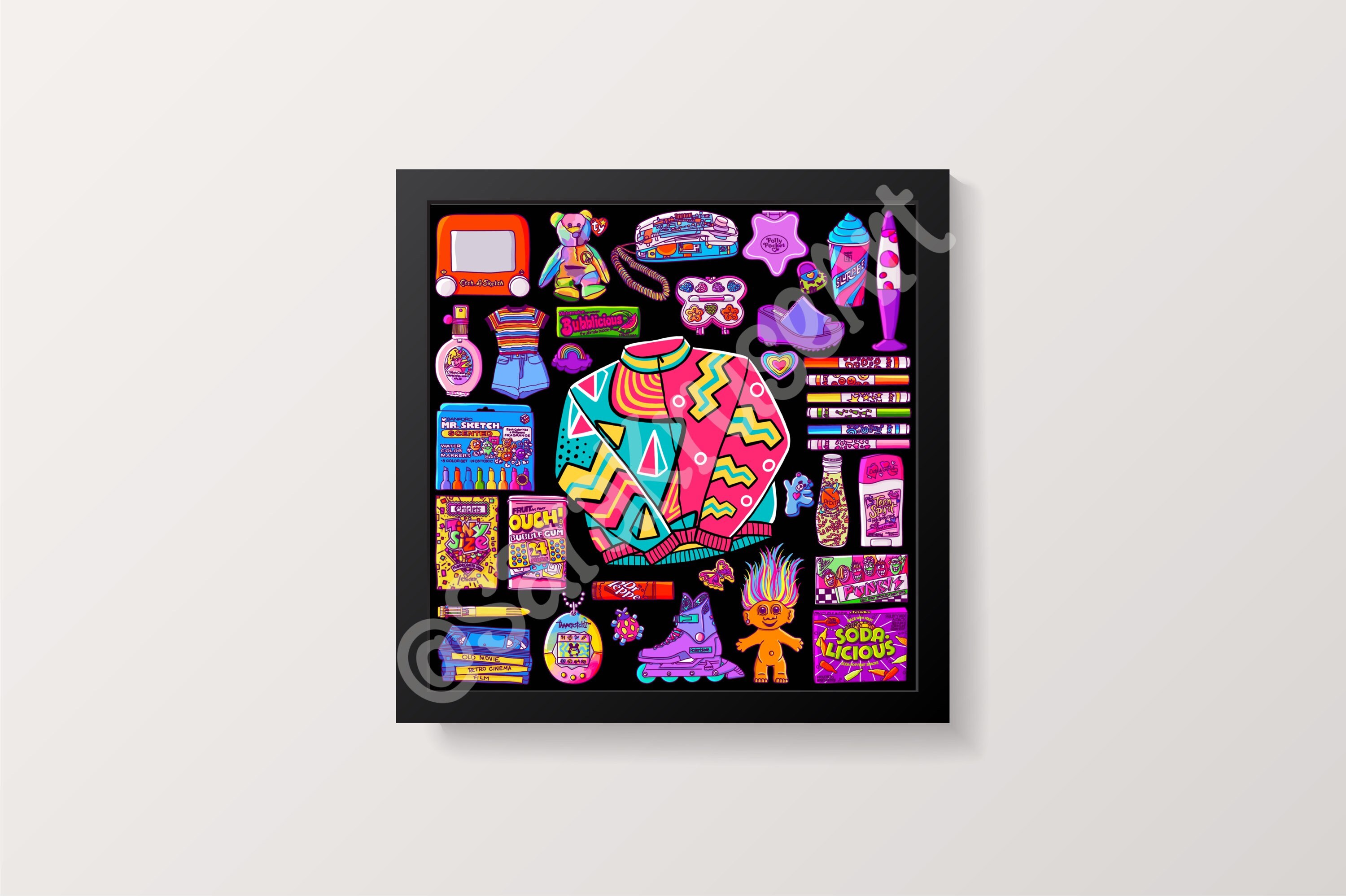 1990s 90s Retro Vintage Wall Design Throwback Bright Neon - Etsy