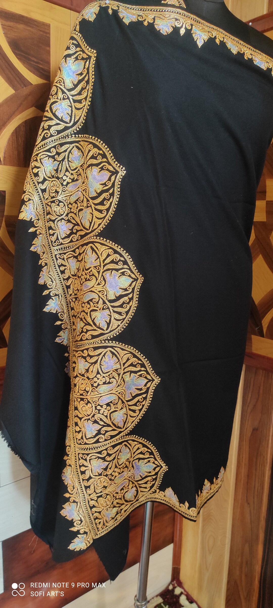 Gorgeous Black Pashmina Silver Thread Embroidered Pashmina Shawl 40x80 ...