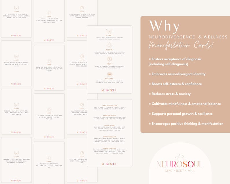 Healing Affirmation Cards for Neurodivergent Souls - Printable Mindfulness and Wellness Cards ...