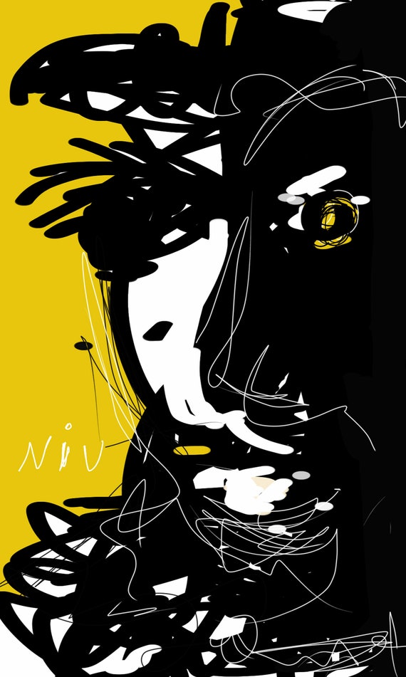 The Mysterious Man Digital Painting Modern Abstract Art | Etsy