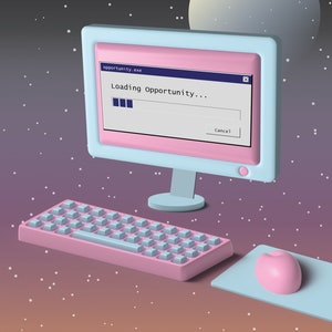 Loading Opportunity - Digital Download 3D Vaporwave Poster - Etsy