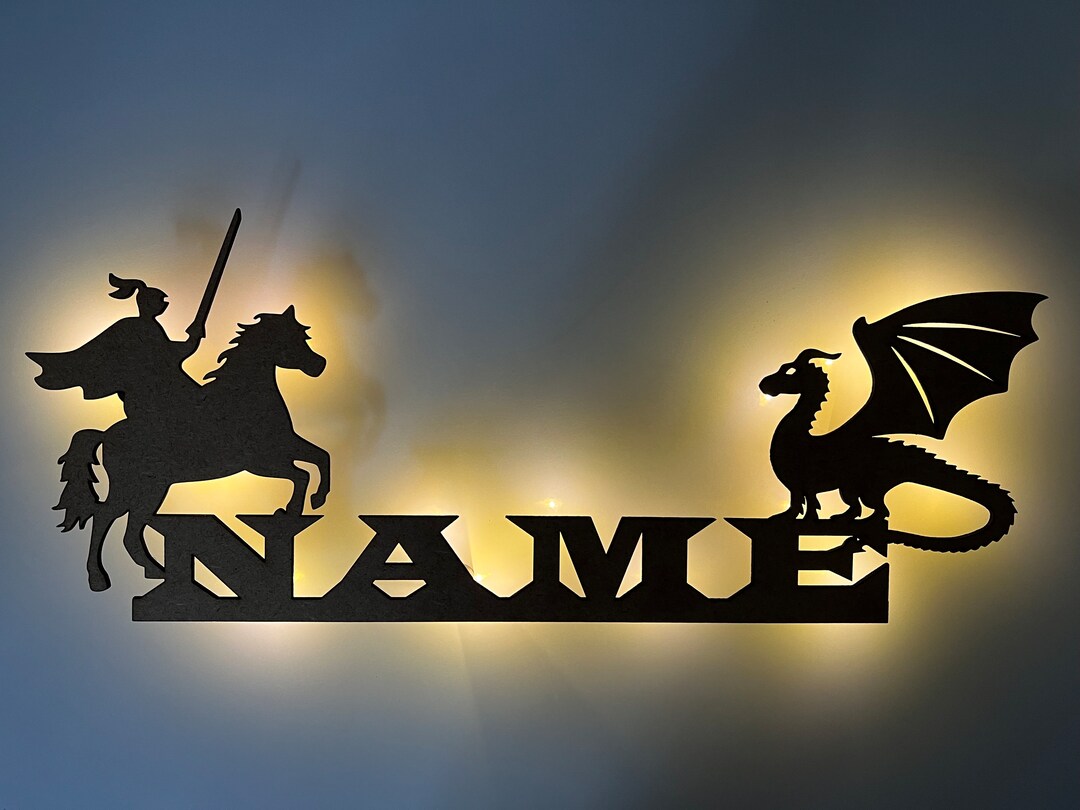 Knight Nameplate, Gift for Medieval Fans, Children's Room, Dragon ...